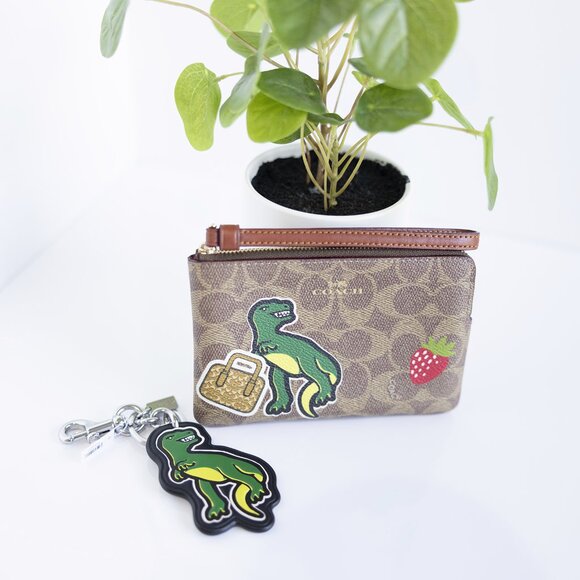 Coach | Bags | Coach Corner Zip Wristlet With Dinosaur Sticker And Dino ...